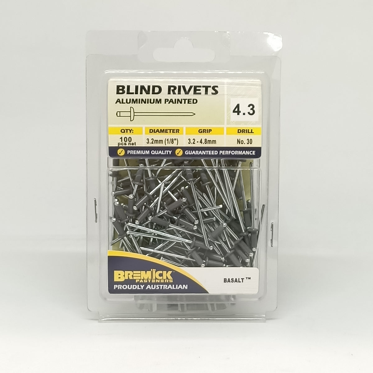 RIVET ALUMINIUM 4-3 BASALT PKT 100 BREMICK 162152 – Warringah Timbers
