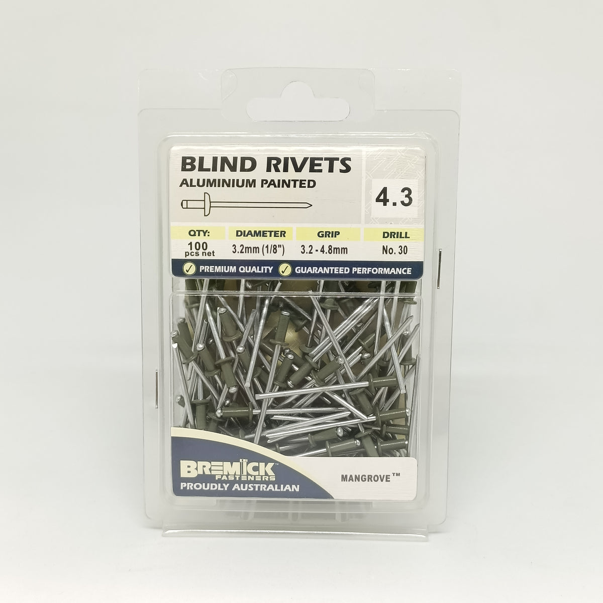 RIVET ALUMINIUM 4-3 MANGROVE PKT 100 BREMICK – Warringah Timbers